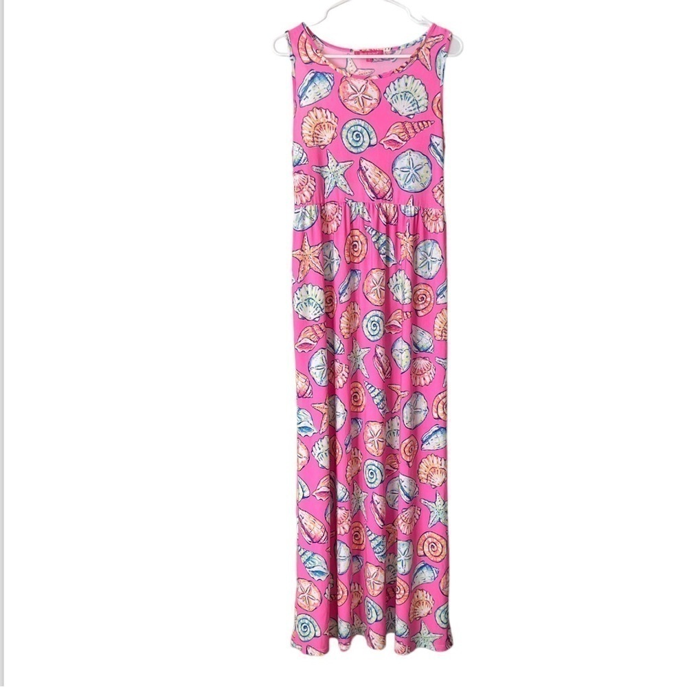 Simply Southern Women's Pink Beach Sea Shell Maxi Dre… - Gem